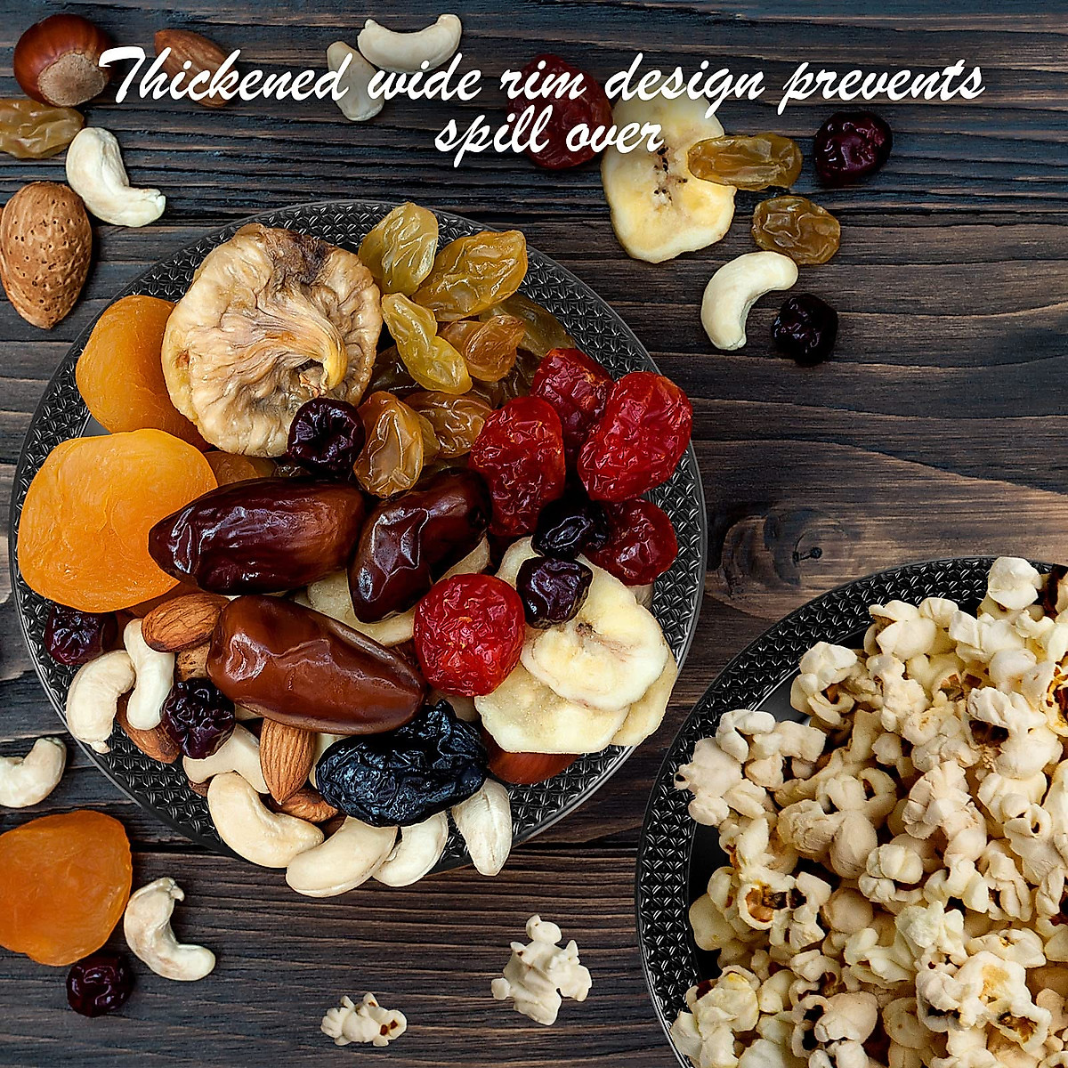 200 Pieces Black Plastic Plates Bulk Disposable Round Plates Black Party Supplies 6 Inch 7 Inch Plates Set for Salad Dessert Cake Home Birthday Wedding Party Event Picnic Dinner BBQ Plates Pack