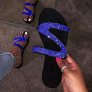 NOLDARES Sandals for Women Casual Summer,Women's 2021 Comfy Sandal Crystal Cute Summer Beach Slipper Flip Flops