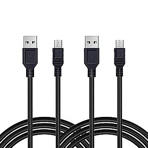 6.6Ft Charger Cable for PS3 Controller, 2Pack Long Mini USB Data Sync Transfer Charging Cord Compatible with Playstation 3, PS3 Slim, PS Move Controller