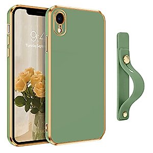 VENINGO iPhone XR Case, Phone Cases for iPhone XR,Slim Fit Soft TPU Rubber with Adjustable Wristband Kickstand Scratch Resistant Shockproof Protective Cover for Apple iPhone XR 6.1 Inch, Matcha Green