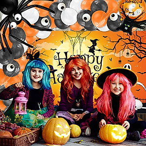 KORHONEN Halloween Balloon Garland Arch Kit, Halloween Birthday Party Decorations Includes Halloween Orange Black Confetti Balloons Halloween Foil Balloon Happy Halloween Banner Indoor Outdoor