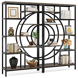 Tribesigns 71 in Geometric Bookcase Set, Industrial 8-Tiers Bookshelves, Tall Etagere Bookcase with Metal Frame, Freestanding Open Storage Shelving Units for Home Office, Living Room