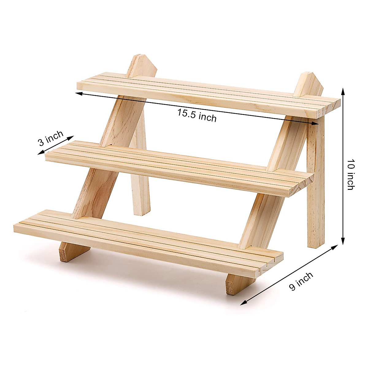 Coloch 3 Tier Wooden Cupcake Stand, Rustic Retail Display Riser Jewelry Holder Stand, for Cupcakes, Desserts, Brooch, Bracelet, Tabletop Jewelry Display, 15.8 x 9x 10.2 Inch