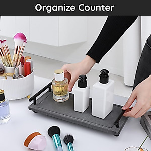 Segbeauty Vanity Tray Large, Instant Stone Drying Tray for Bathroom Kitchen, Diatomaceous Tray Fast Dry Stone Drying Mat for Kitchen Counter Bathroom Counter Tray Soap Organizer Mat with Handle