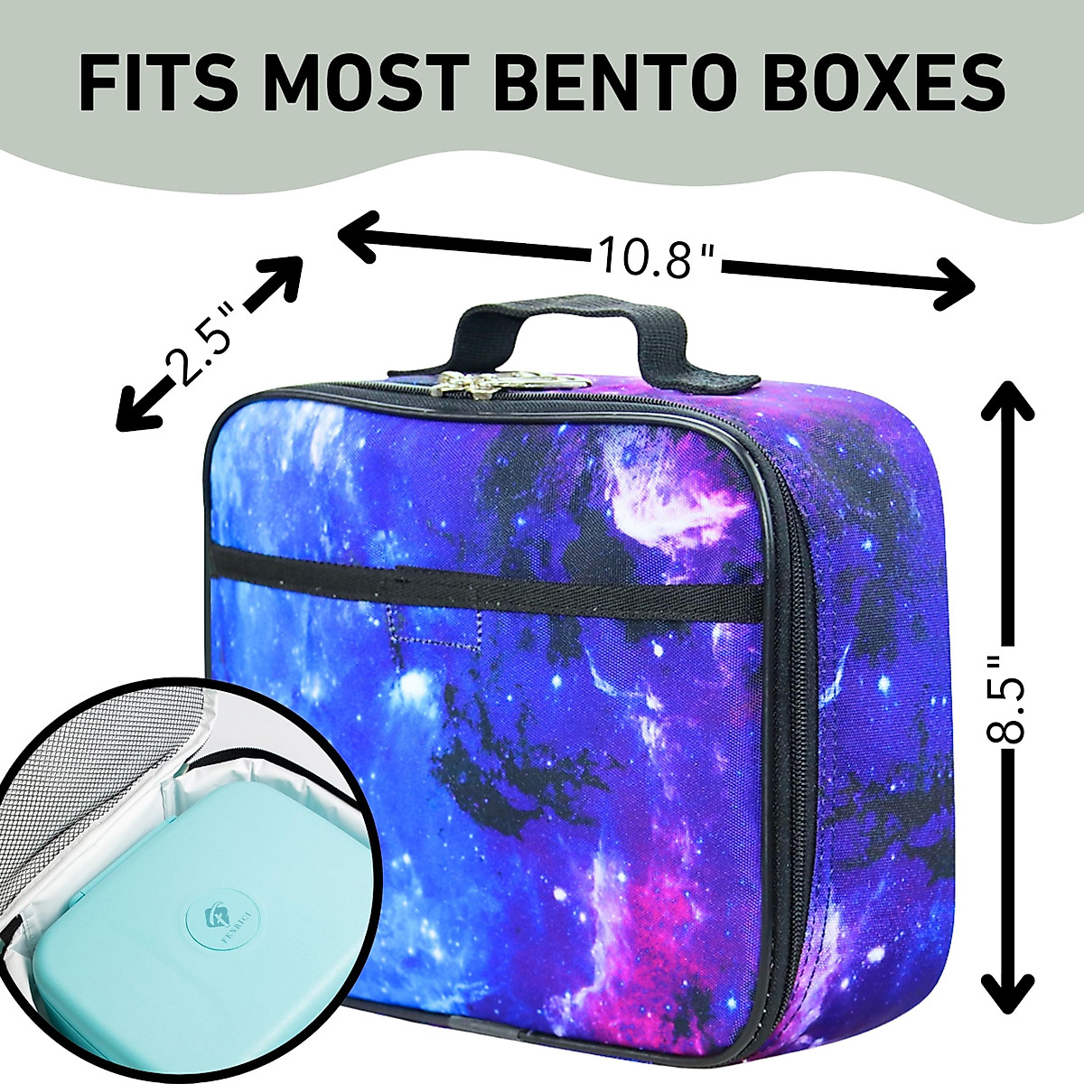 Fenrici Kids' Backpack with Lunch Box Gift Set for Boys and Girls, School Bag with Laptop Compartment and Insulated Lunch Bag, Galaxy Purple