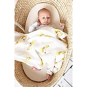 CuddleBug Muslin Baby Swaddle Blankets for Boys and Girls Size Large 4 x 4 Feet – Muslin Cotton 4 Pack (Safari Friends)