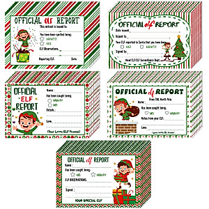 150 Pieces Christmas Official Elf Report Cards Naughty or Nice Behavior Elves Notice Postcards North Pole Santa Elf Xmas Note Cards for Home School Kindergarten Student Kid, 4 x 6 Inch 5 Styles