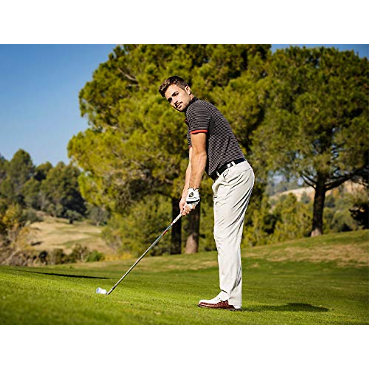 Hirzl Trust Hybrid Golf Gloves Mens Worn on Left Hand (Right Handed Golfer) Super-Strong Kangaroo Leather White / Black Small Ultra Grip Mitt