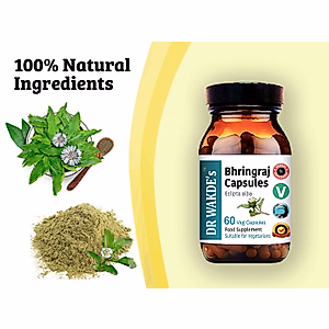 DR WAKDE'S Bhringraj Capsules (False Daisy, Eclipta alba, 60 Veg Caps, Plant-Based Supplement, Ayurvedic Herb, All Natural, Vegan)