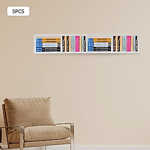 Vintoro 5PCS Wall Mount 34 Inch Media Storage Rack,Metal Floating Shelf Set,4 Compartments Cube Storage Shelf,Video Game Organizer,Open Bookshelf,for Bedroom,Study Room,Living Room,Office(White)