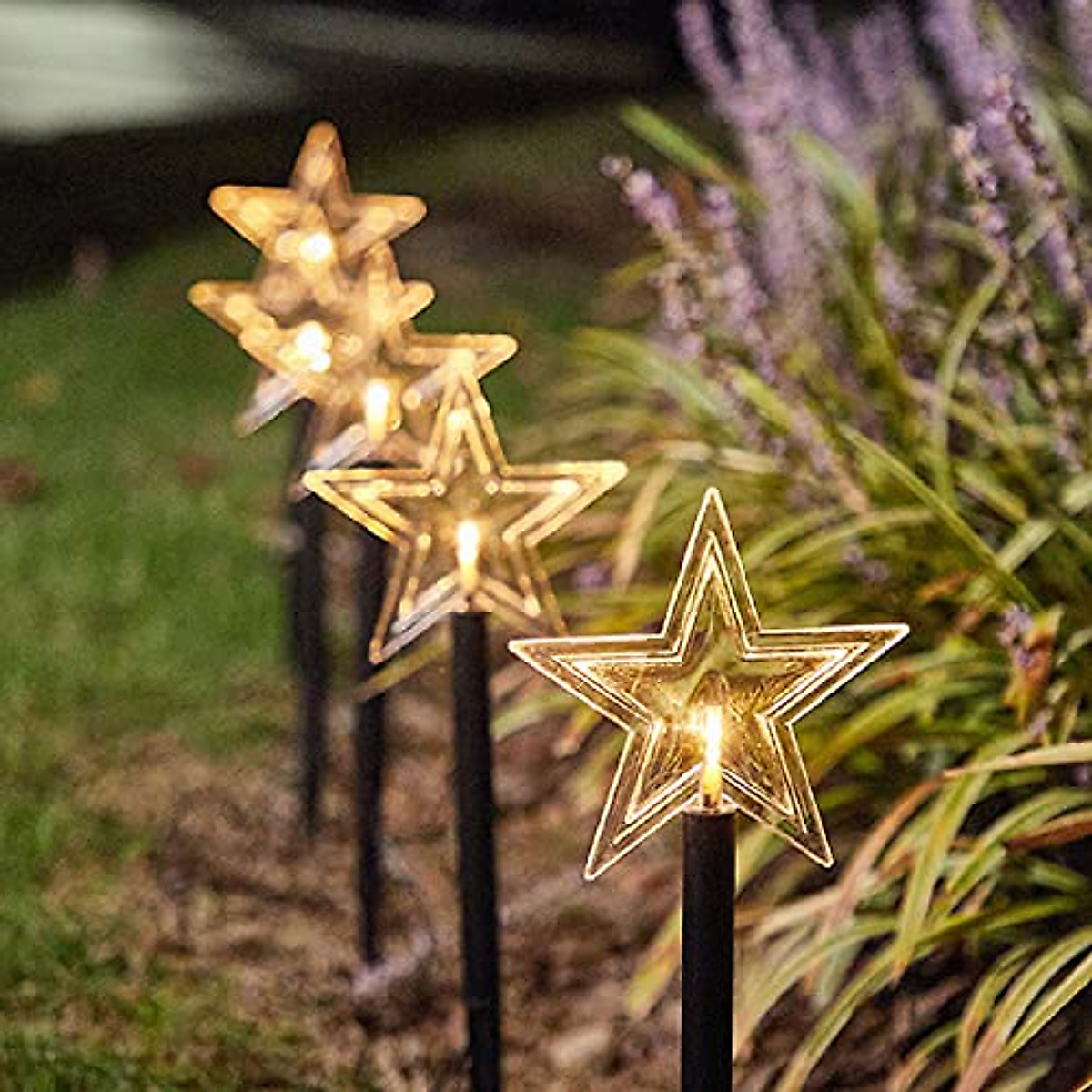 Star Solar Decorations Lights, Outdoor Waterproof Stake Lights Landscape Decorative Lights for Christmas, Wedding, Party, Tree, Room, Garden, Patio, Yard, Home ( Warm White )