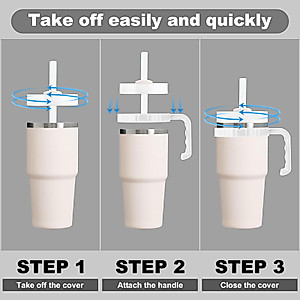 2pcs Tumbler Handle for Stanley 14oz Quencher H2.0 Flowstate Tumbler, 14oz Tumbler Handle Attachment Anti-Slip Improved Grip Car Cup Holder Friendly for Cup Accessories (White)