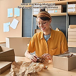 MUNBYN Honeycomb Packing Paper, 15 inches x 120 feet Eco Friendly and Recyclable Cushion Material, Moving Shipping Supplies with 16 Fragile Sticker Lables and 100 Feet Jute Wine(Brown)