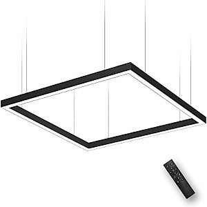 Barrina LED Linear Light Set with Remote, 5FT x 5FT Square Office Light Fixture, 3CCT Seamless Connection, 4FT Light & L-Shape Connector, 5568 Series