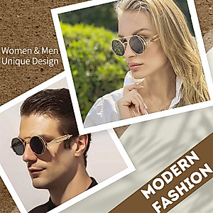 FEISEDY Sunglasses Steampunk Mens Women Aviators Retro Round Sunglasses Metal Frame Fishing Driving Hippie Glasses B2351
