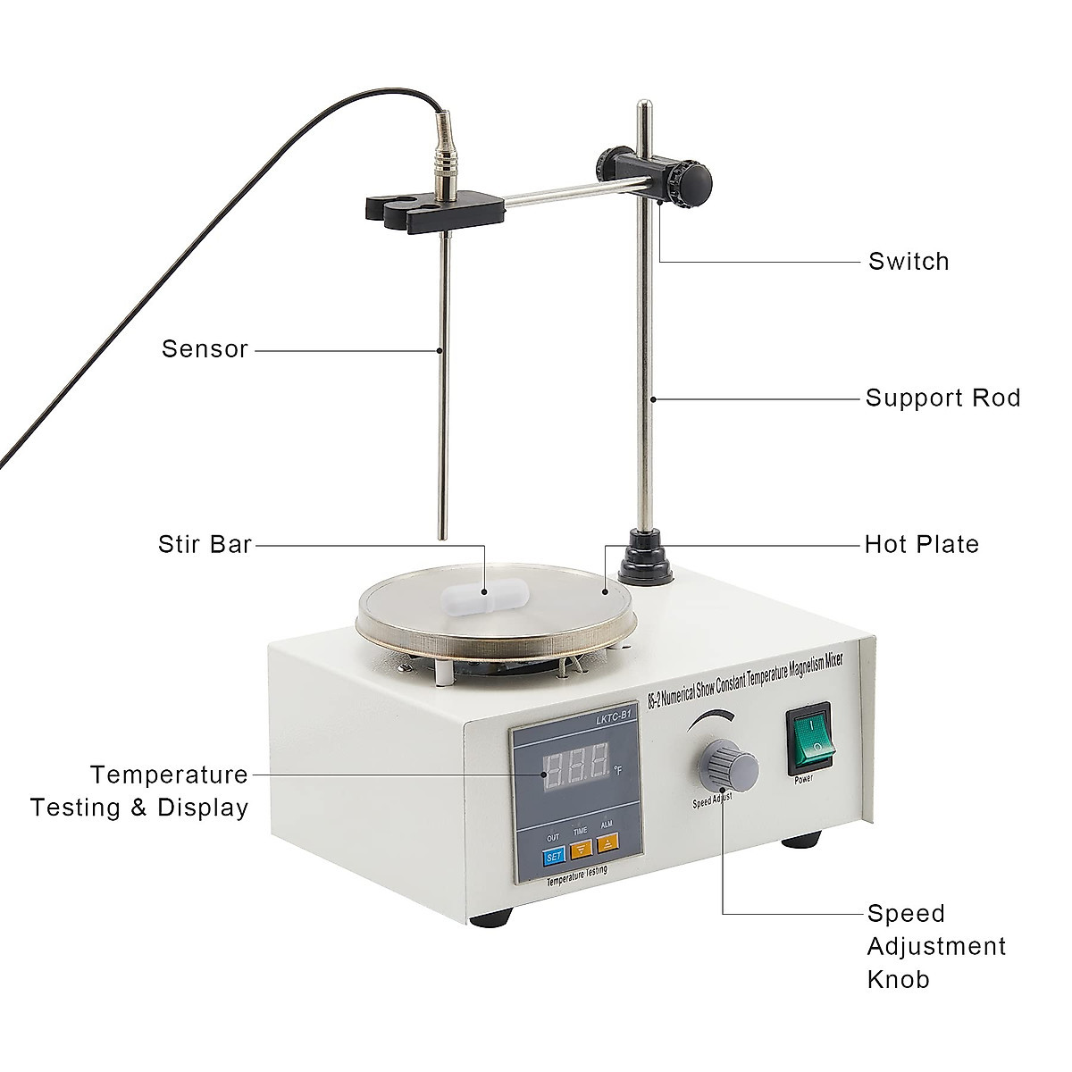 VONOYA Magnetic Stirrer, Magnet Stirrer with Digital Temperature Display & Speed Adjusting, Magnetic Mixer with Hot Plate & Magnetic Stirrer Bar, Home Lab Homebrew Kitchen Stirrer, 200W, 1000ML.
