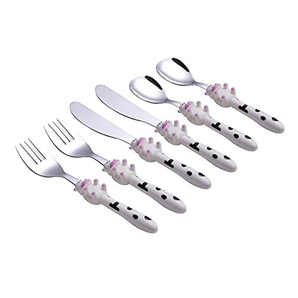ANNOVA Kids Silverware Set 6 Pieces - Childrens Flatware Stainless Steel (6, Cow)