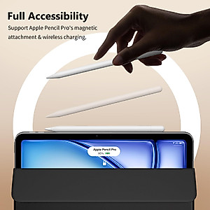 TiMOVO Case for iPad Air 11 Inch M2 Case 2024, iPad Air 6th/5th/4th Generation Case (2024/2022/2020), Strong Magnetic Trifold Stand Cover, Support Apple Pencil Pro/2nd/USB-C - Black