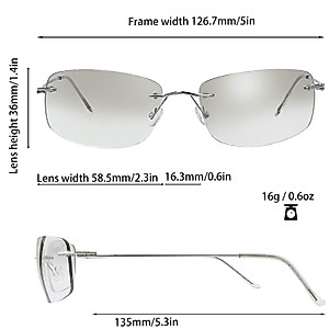 The Fresh Minimalist Small Rectangular Sunglasses Clear Eyewear - Gift Box Package (1MC-Silver, Clear, 58)