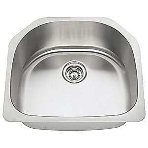 MR Direct 2421-16 Stainless Steel Undermount 23-1/2 in. Single Bowl Kitchen Sink, 16 Gauge