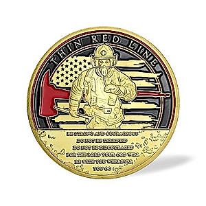 Firefighters Challenge Coin Thin Red Line Fire Dept.