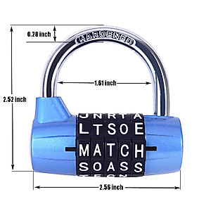 Gym Locker Lock,Letter Combination Lock,5 Dial Letter Lock,5 Digit Combination Lock,Word Combination Lock,Gym Locker Lock,Padlock with Code,Combo Padlock,Suitable for Gym Locker Lock,toolboxes(Blue)