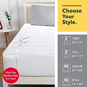 CAROMIO Heated Mattress Pad King Size 78x80 Inch, 4 Heating Levels and 10 Hours Auto Off Quilted Mattress Heating Pad Machine Washable Electric Mattress Pad with Dual Control, White