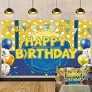 Yellow Happy Birthday Backdrop Cowboy Banana Balloon Flag Cartoon Birthday Photography Background Kids Baby Shower Boy Party Cake Table Decorations Banner Photo Props (6x4FT)