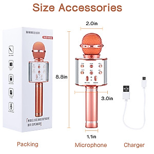 IJO Handheld Bluetooth Karaoke Microphone-Birthday Fun Singing Toys for Kids Age 3 4 5 6 7 8 9 10 Years Old Girls and Boys(Rose Gold)