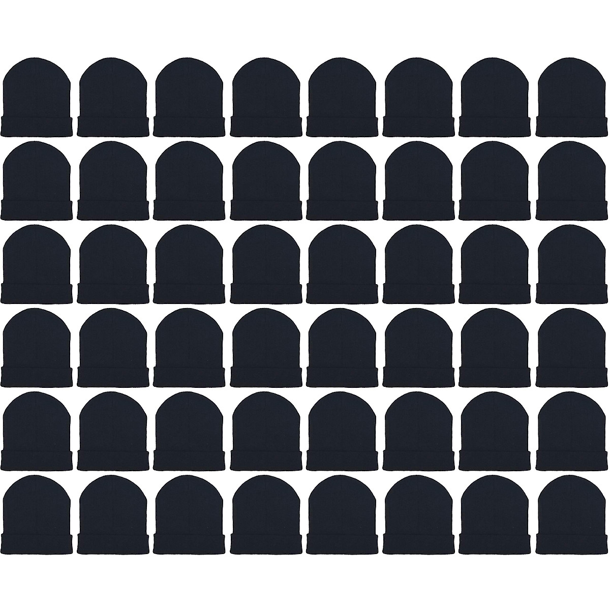 48 Pack Winter Beanies, Bulk Cold Weather Warm Knit Skull Caps, Mens Womens Unisex Hats (Black)