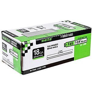 meite 18 Gauge Brad Nails, 1-3/4-Inch 18GA Brad Nails, Galvanized Nail Gun Nails for Pneumatic, Electric Brad Nailer Gun (5,000 Counts)