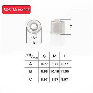 HiFiGo DUNU S&S (Stage & Studio) Silicone Eartips f or 4.0mm-6mm Nozzle, Ear Tips Replacement for Wireless Earbud, in- Ear Earphones (M(3 Pairs))