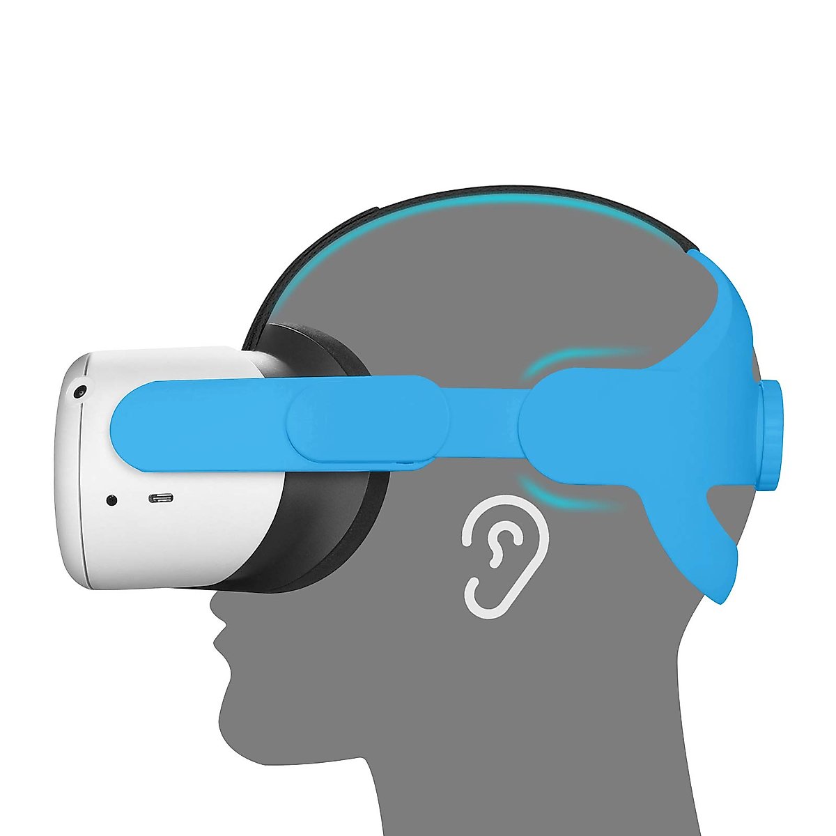 MASiKEN K6 Adjustable Replace Elite Head Strap for Oculus Quest 2, Enhanced Support and Comfort Head Pad Cushion,Reduce Head Pressure,Optimize Interface Fillet and Headstock Angle (Blue)
