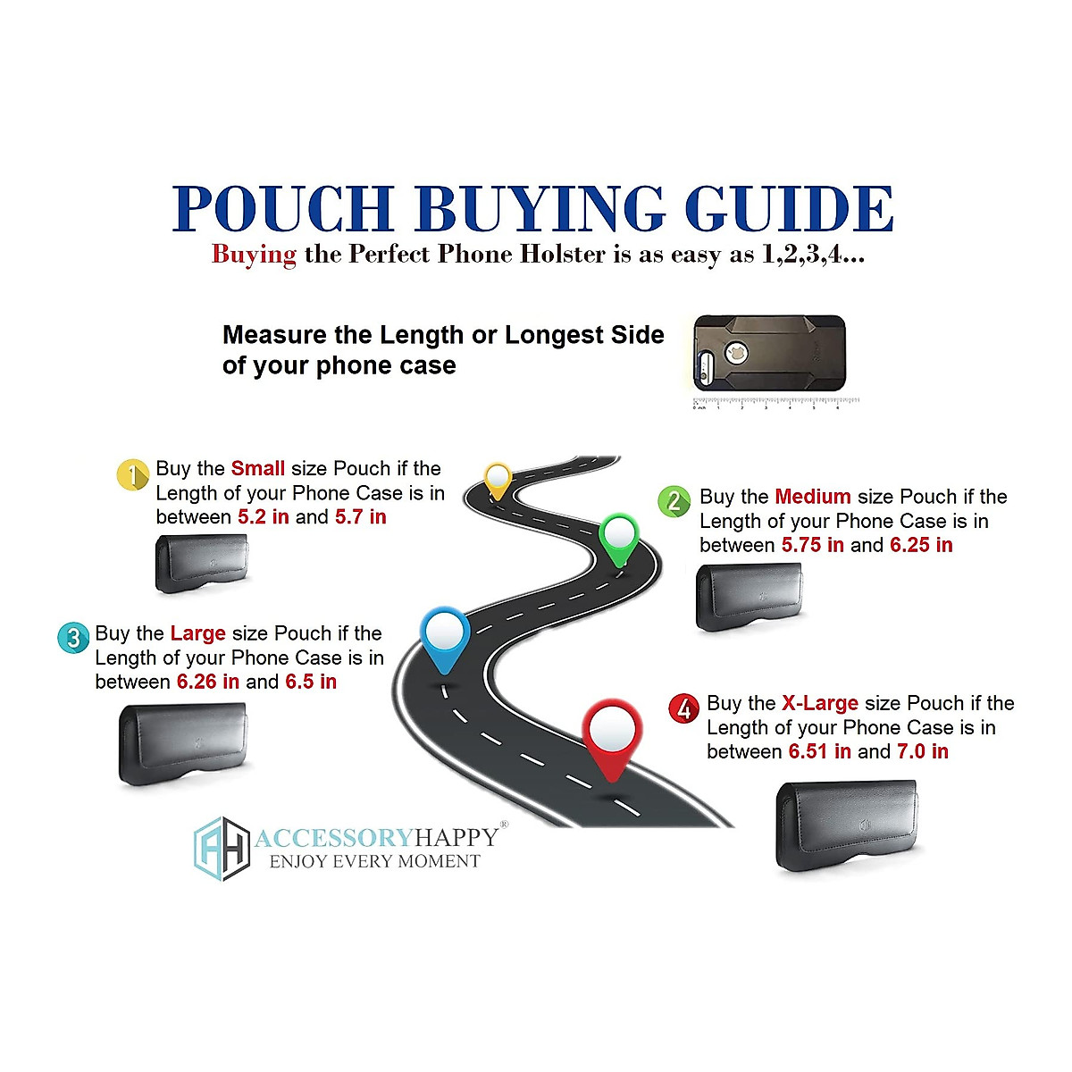 AH Phone Belt Holder Phone Holster Pouch with Magnetic Cover Leather Belt Pouch for iPhone 15 Plus, 15 Pro Max, 14 Plus, iPhone 14 Pro Max, 13 Pro Max with Otterbox Phone Case Installed (X-Large)