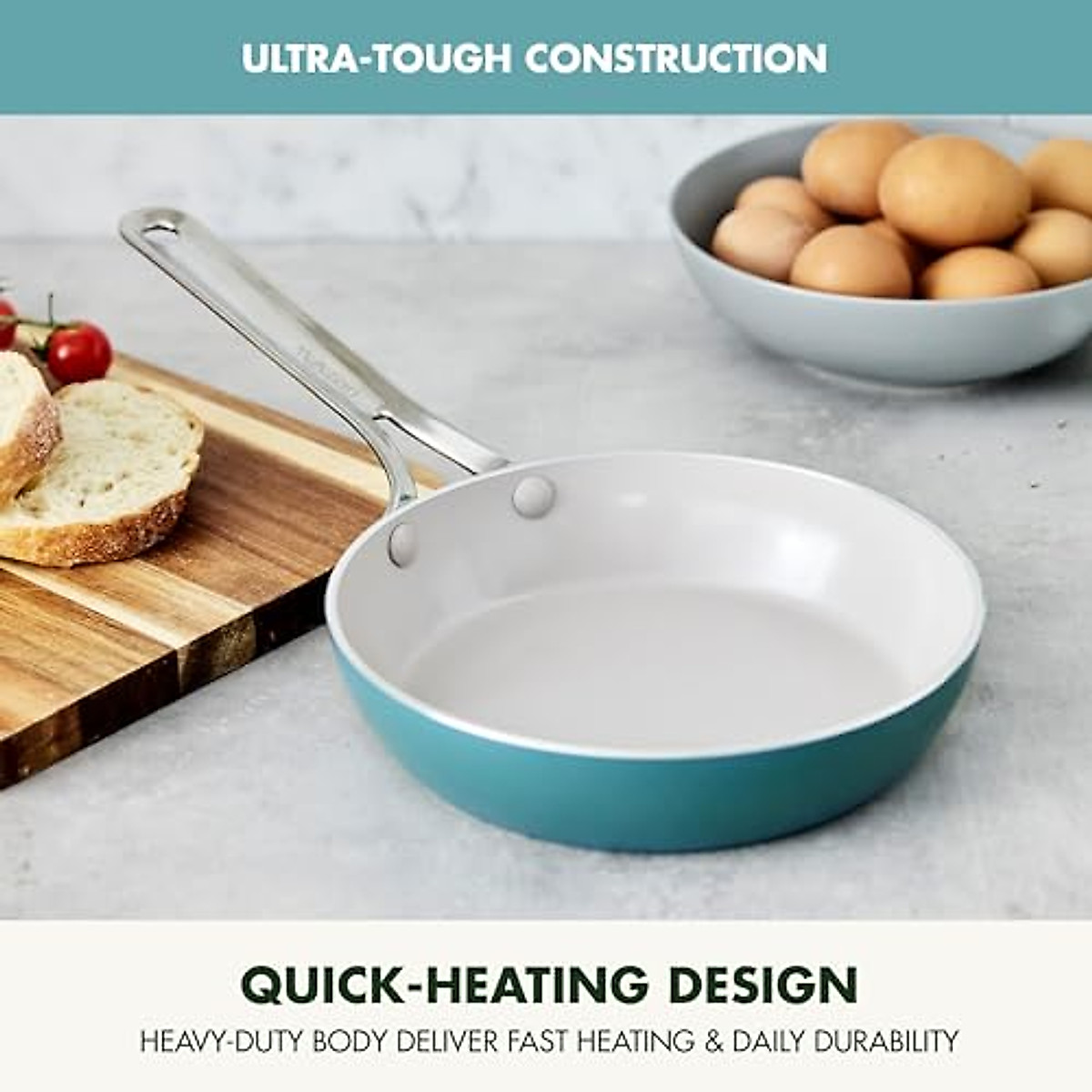 GreenPan Nova 8" Frying Pan Skillet, Oprah’s Favorite Things 2024, Ceramic Nonstick Cookware, PFAS Free, Toxin-Free, Induction Suitable, Dishwasher & Oven Safe, Durable, Easy Clean, Deep Teal