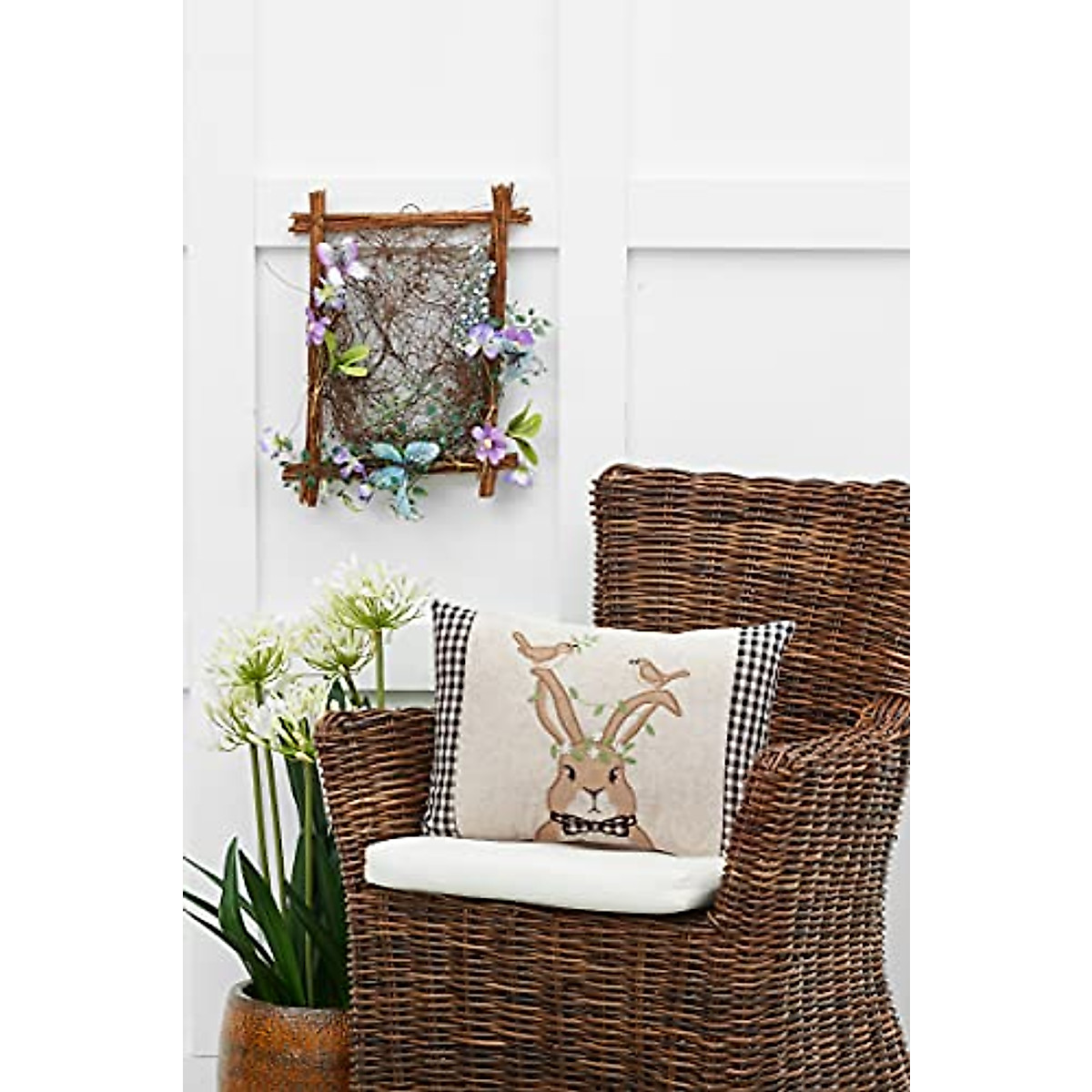 C&F Home Bunny Birds Lumber Pillow Tan 13" X 18" Spring Soft Woven Pillow with Filling for Couch Sofa Bed Chair Cotton 13 x 18 Tan