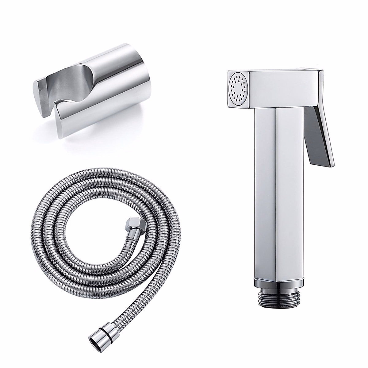 Ksunun Handheld Bidet Sprayer Square Cloth Diaper Sprayer, Brass Bidet Sprayer for Toilet with Water Pressure Control, Handheld Bidet Sprayer for Toilet Set,Chrome Plated
