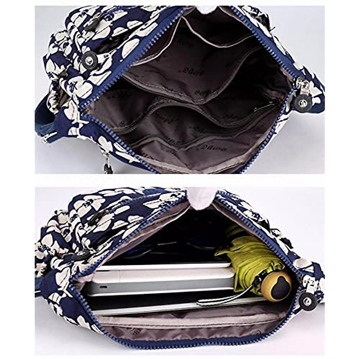 Crossbody Bag for Women Waterproof Multi-Pocket Messenger Bag Large Capacity Lightweight Shoulder Bag Handbags for Daily Use Work Travel (Floral White)