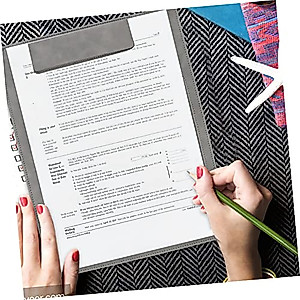 Ciieeo Folder Board Metal Clip Board Office Stuff Business Supplies Realtor Supplies Marketing Supplies Clipboard Pu Grey Writing Support Plate Exam Paper Base Paper File Organizer Metal