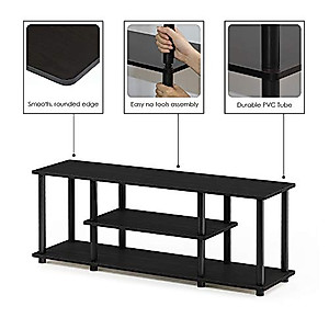 Furinno Turn-N-Tube No Tools 3D 3-Tier Entertainment TV Stand up to 50 inch TV, Round Tubes, Walnut