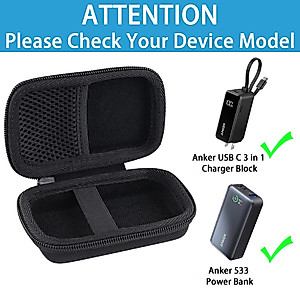 khanka Hard Travel Case for Anker 3-in-1 Fast Charging Charger with Built-in USB-C Cable/Anker 533 Power Bank/Anker Nano Power Bank,10000mAh Portable Charger (PD 30W max. Leistung),Case Only(Black)