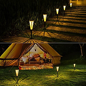 DOMIDAR 6 Pack Solar Outdoor Lights,Solar Landscape Garden Powered Pathway Lights Warm/White Switch Auto On/Off Waterproof LED Path Lighting for Garden Walkway Yard Driveway Patio Lawn Backyard Decor…