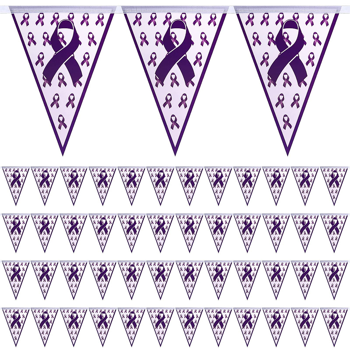 Remerry 7 Pcs Purple Awareness Ribbon Banner Pancreatic Cancer Awareness Purple Awareness Ribbon Banner Alzheimer's Hope Faith Strength Courage Banner Porch Sign Background Party Wall Decor Supplies