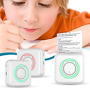 Instant Portable Sticker Printer, Mini Pocket Sticker Printer Bluetooth Inkless Thermal Printer, Sticker Maker USB Rechargeable Small Printer for Pictures, Label, Memo (Pink, +10 Rolls Stickers)