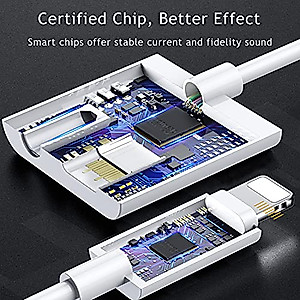 [2 in 1]Headphone Adapter for iPhone，Apple MFi Certified Lightning to 3.5mm Jack Dongle Headphone Accessories Aux Audio Compatible for iPhone 13/12/XS/7 8 Audio Earphone Adaptor Support All iOS System