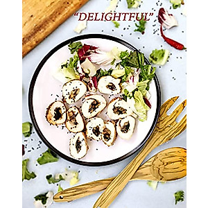 Salad Tongs for Serving, Spoon Salad Utensils Set from Olive Wood, 12 inches Wooden Fork and Spoon for Mixing, Tossing & Cooking