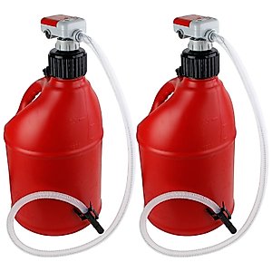2PK of TERA PUMP TRFA01-XL 4 AA Battery Powered AUTO STOP Pump - Included 4x Gas Can/Racing Can Fittings 4.25ft Long Hose [ 2.3 GPM ] Transfer Rate For Gas Diesel E15 E85 Fuels (Gas Can Not Included)