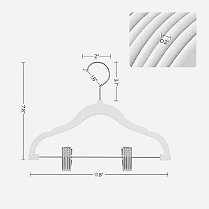 SONGMICS Baby Hangers, 30 Packs Pants Hangers with Clips, Kids Hangers with 6 Clothes Dividers, Non-Slip Children’s Clothes Hangers, Pants Hangers, White UCRF013W30