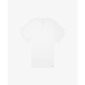 Calvin Klein mens 100% Cotton 3 Pack Short Sleeve Slim Fit V Neck, white - Large