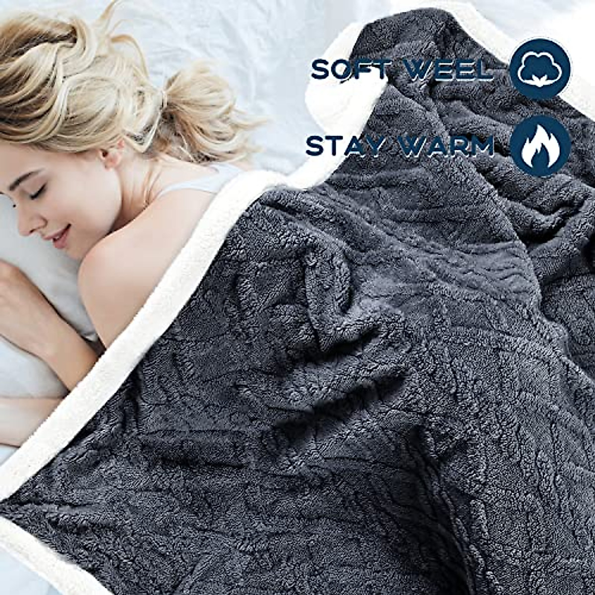 Soft Throw Blanket Double Sided, Soft Fuzzy Fluffy Cozy Blanket Plush Furry Comfy Warm Blanket for Couch Bed Chair Sofa, 50 * 60 inches